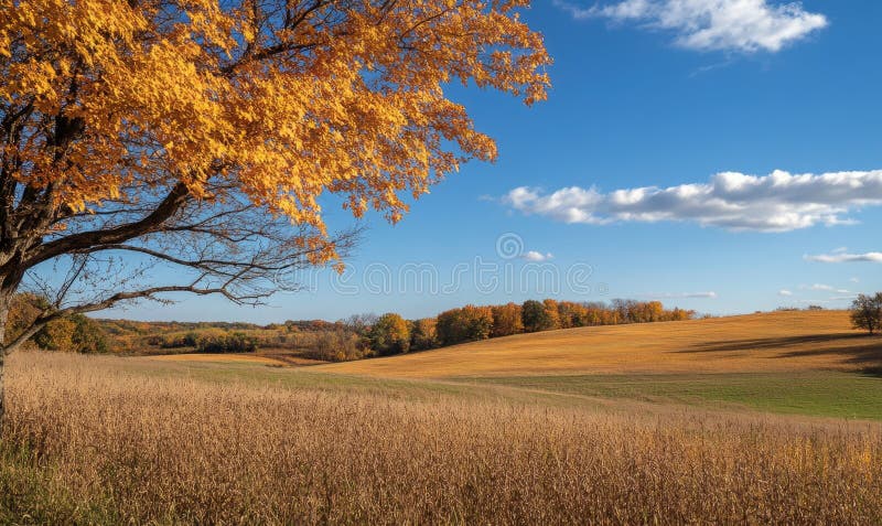 Scenic Fall Scenery, Open Field, Colorful Trees, Distant Mountains ...