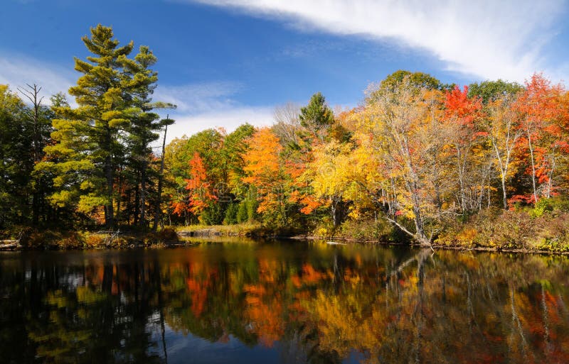 Scenic Fall Tree Colors Reflect in a Calm River Stock Image - Image of ...