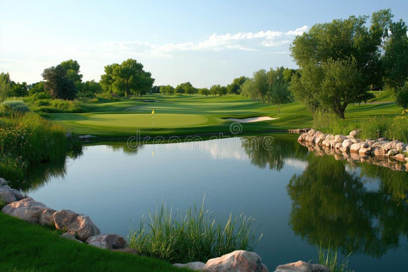 Scenic Golf Course Lake Lush Greenery Sunny Day Stock Photos - Free & Royalty-Free Stock Photos ...
