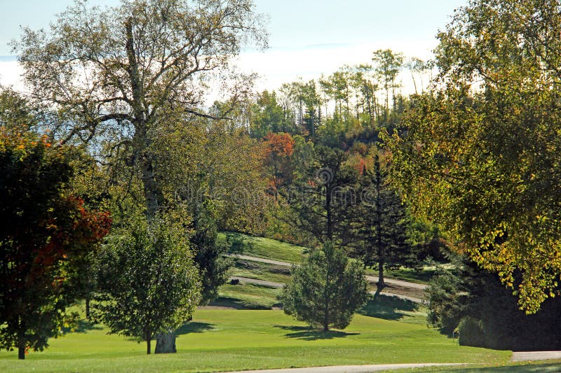 Scenic Golf Holes in the Fall Season Stock Photo - Image of bunker ...