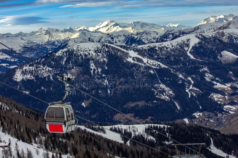 Scenic Gondola Ride in Mountains Stock Image - Image of gondola ...