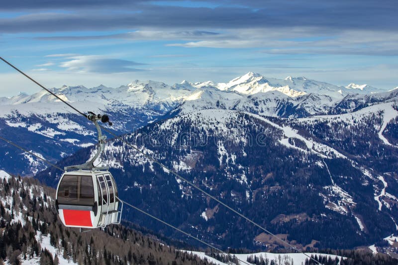 Scenic Gondola Ride in Mountains Stock Image - Image of cold, landscape ...