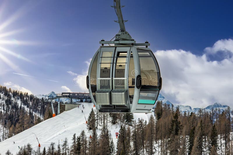 Scenic Gondola Ride in Mountains Stock Image - Image of climb, altitude ...