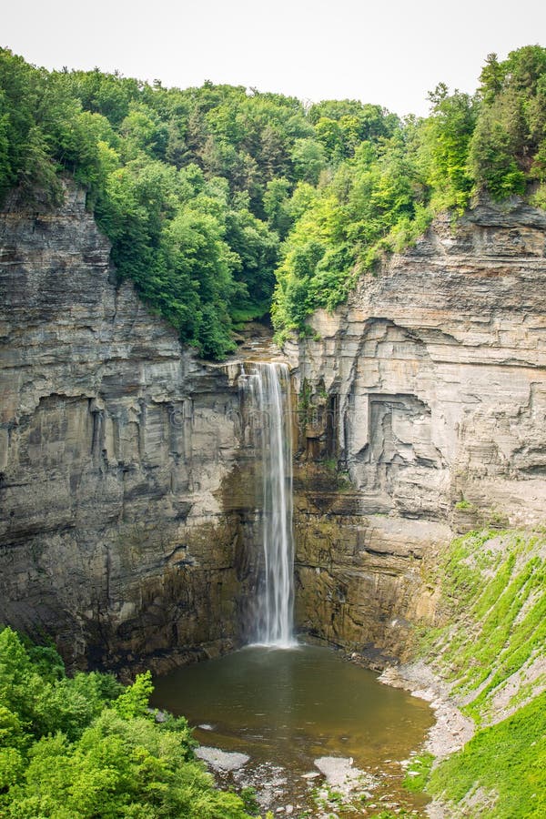 Scenic High Mountain Waterfall at Sunny Day Stock Image - Image of ...