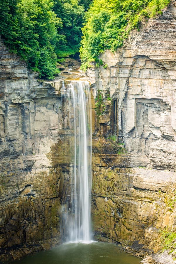 Scenic High Mountain Waterfall at Sunny Day Stock Photo - Image of ...