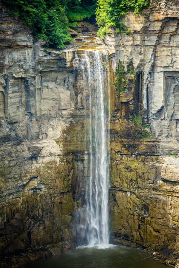 Scenic High Mountain Waterfall at Sunny Day Stock Image - Image of ...