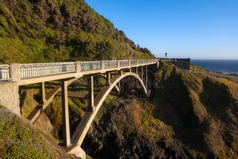 Scenic Highway 101 Bridge at Pacific Coast in Oregon State Stock Photo ...