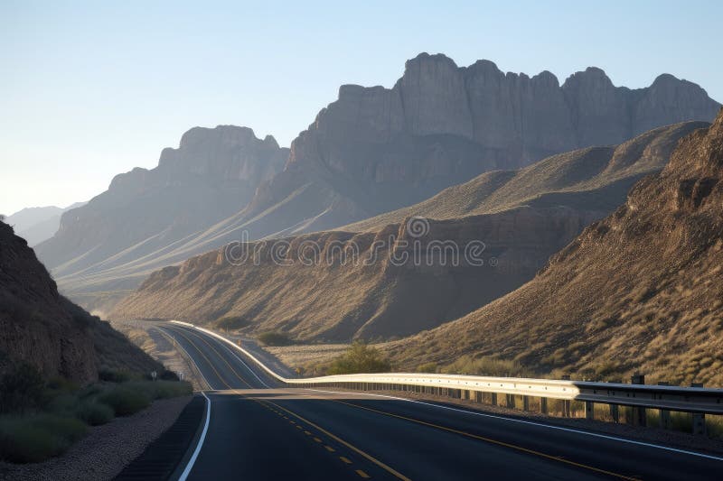 Scenic Highway with Mountain Range in the Background, Providing ...
