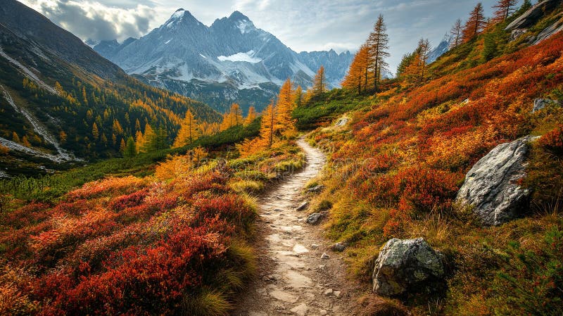 A Scenic Hiking Trail Leading through Vibrant Fall Foliage in a ...