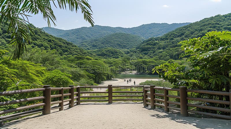 Scenic Hiking Trail To Breathtaking Overlook Stock Illustration ...