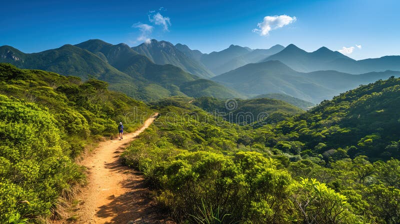 Scenic Hiking Trail To Breathtaking Overlook Stock Illustration ...