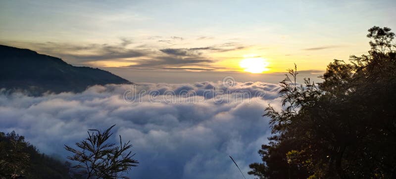 Scenic Hilltop View at Dieng Plateau, Central Java, Indonesia Stock ...