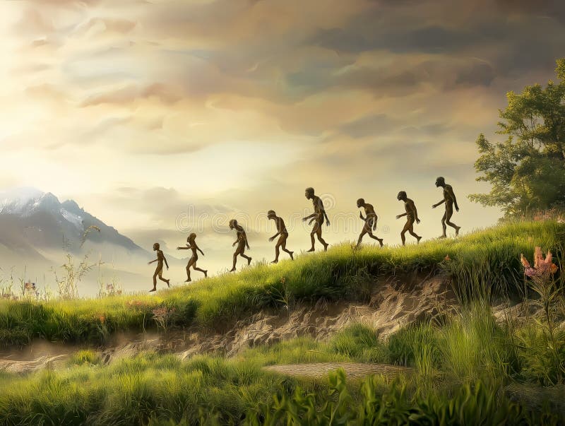 A Scenic Illustration of Human Evolution in Nature Symbolizing Growth ...