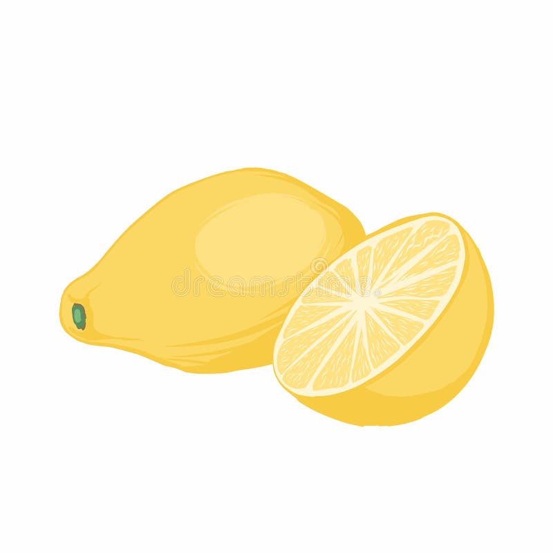 Scenic Illustration of a Yellow Lemon. Broken Fruit, Set Stock Vector ...