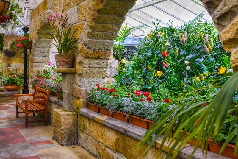 Scenic indoor garden area stock image. Image of flora - 17120761