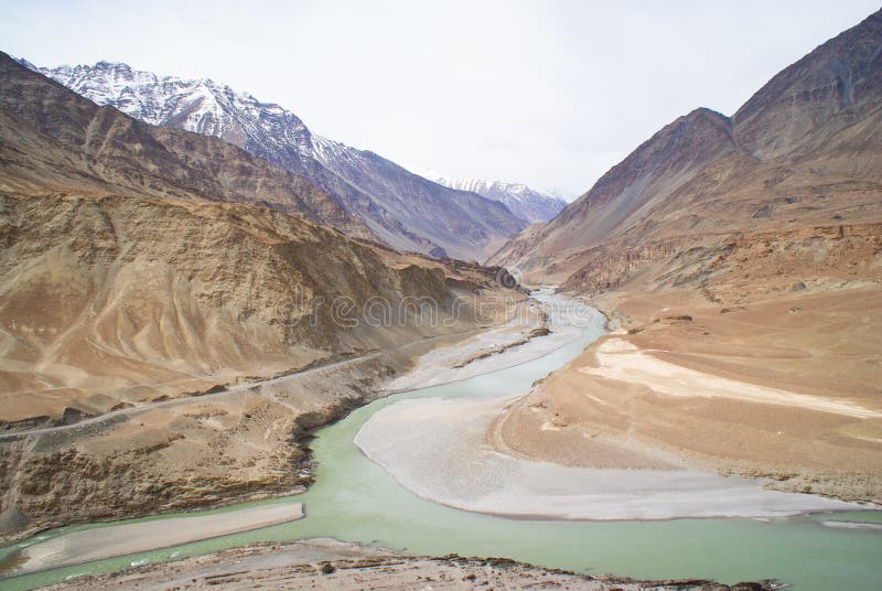 Scenic Indus River in Himalayas Stock Image - Image of geography ...