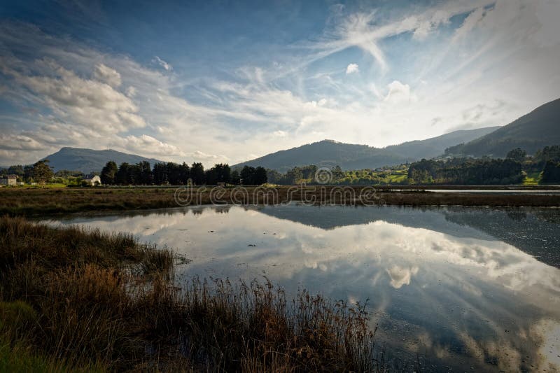 Scenic Lake with Lush Greenery on Either Side Stock Photo - Image of ...