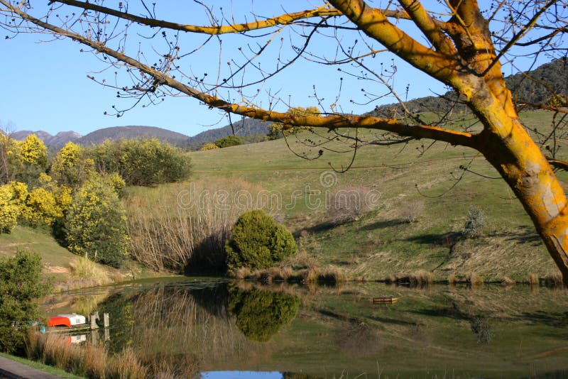 Scenic Lake in Victoria, Australia Stock Photo - Image of dock ...