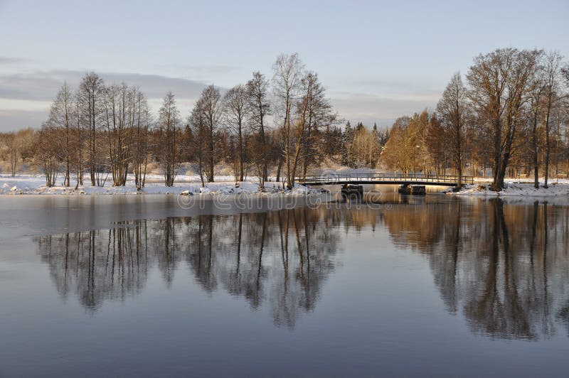 Scenic lake in winter stock image. Image of picturesque - 7210243