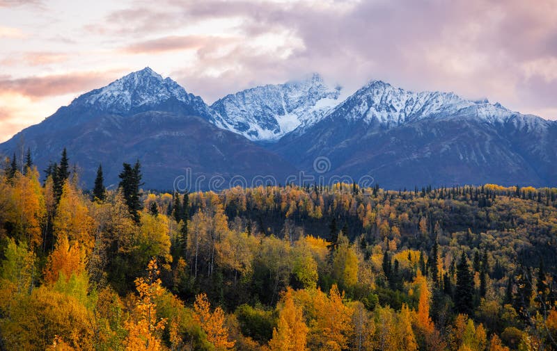 Scenic Landscape in Autumn Time in Alaska Countryside Stock Photo ...