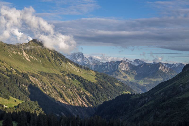 A Wide Valley with Lots of Trees in the Foreground Stock Photo - Image ...