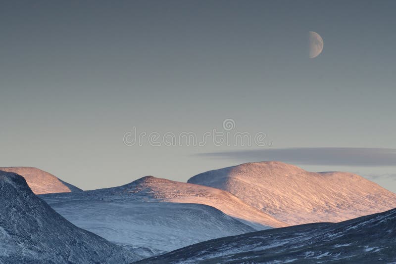 Scenic Landscape Of The Moon In The Background Stock Photo - Image of ...