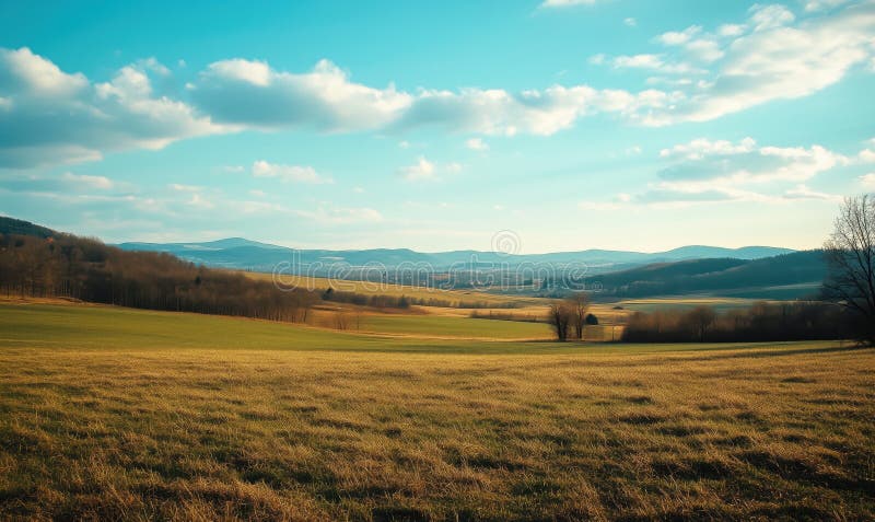 Scenic Landscape Rolling Hills Fields Expansive View Countryside Under ...