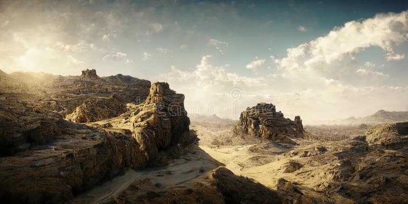 Scenic Landscape with Sunrise Over Dramatic Desert Cliffs Stock ...