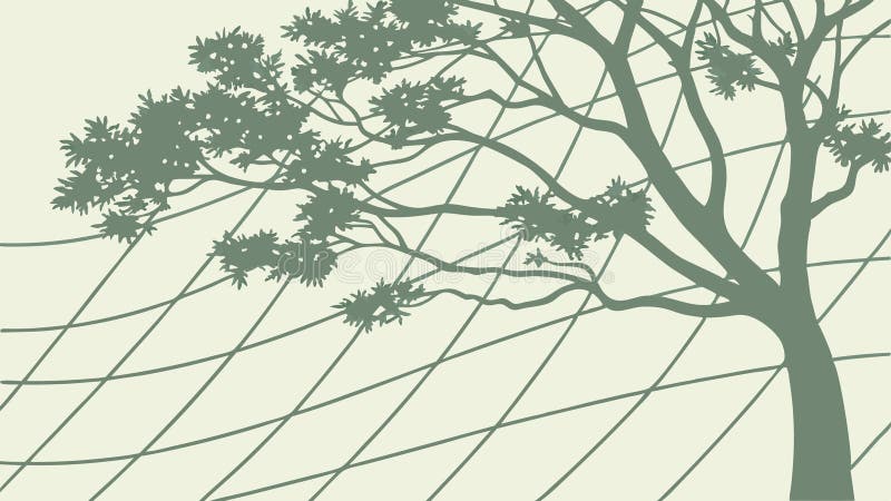 Scenic Landscape with a Tree and Rolling Fields, Vector Design ...