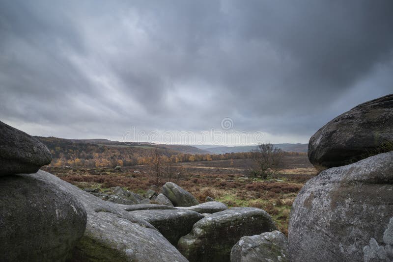 Scenic Landscape View from Owler Tor in Peak District in Enlgand during ...