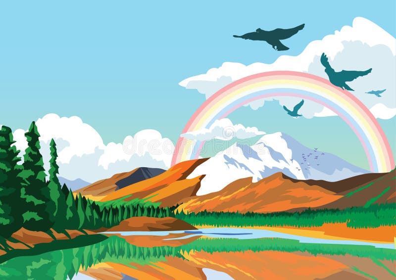 Scenic Landscape View. Vector Illustration Decorative Design Stock ...