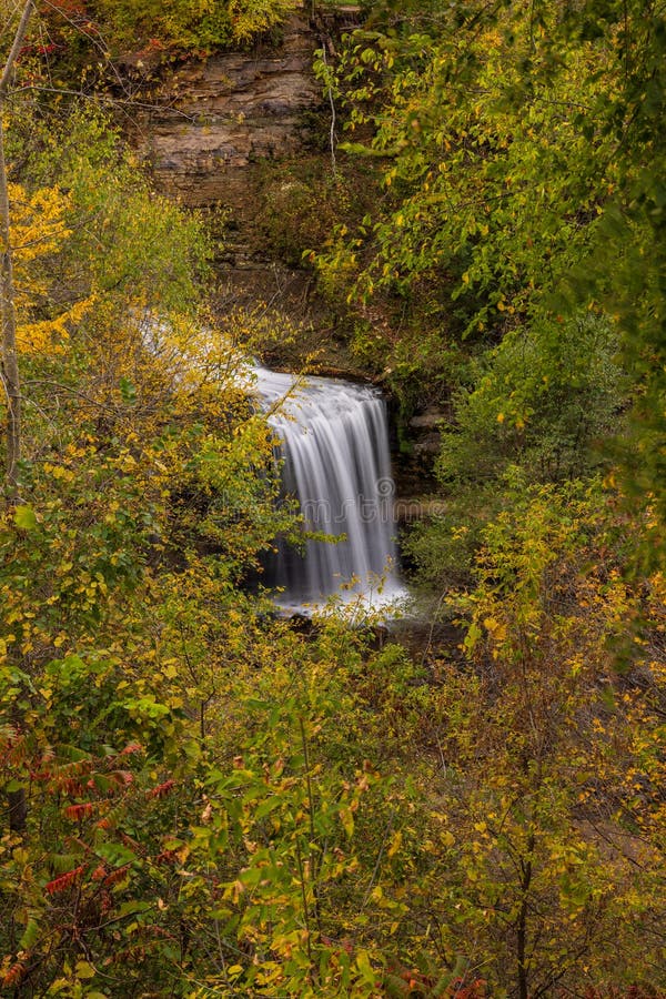 Cascade Falls Waterfall in Autumn Stock Image - Image of beauty ...