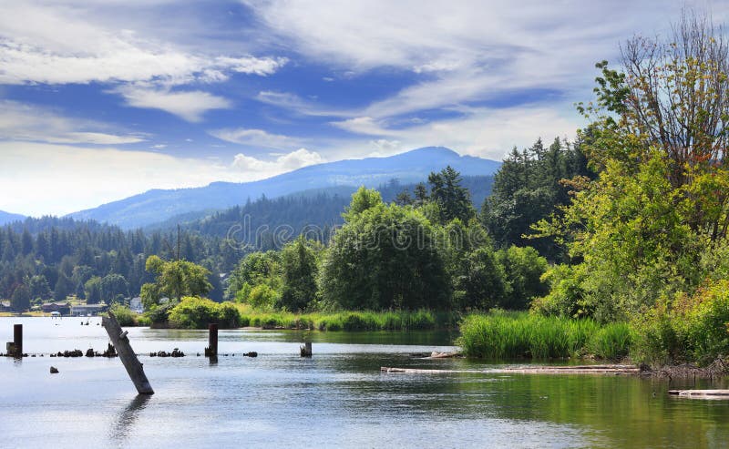 Whatcom Lake in Washington State Stock Image - Image of evergreen ...