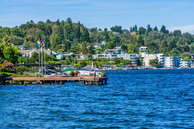Scenic Leschi Waterfront editorial photography. Image of buildings ...