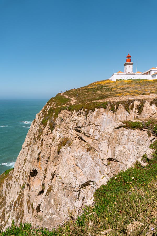Scenic Lighthouse on Rocky Cliffs Overlooking Atlantic Ocean in Lisbon ...