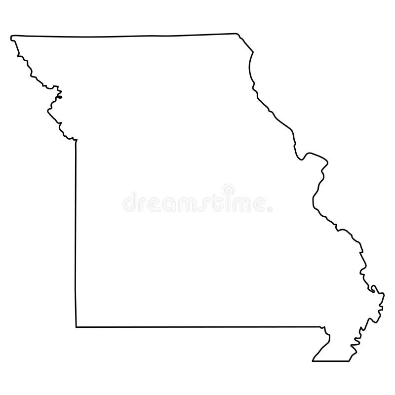 Scenic Missouri Outline, Map with Missouri State Geography Stock Vector ...