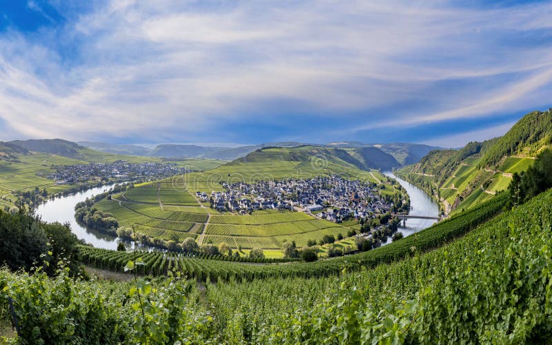 Scenic Moselle River Loop at Leiwen, Trittenheim Stock Image - Image of ...
