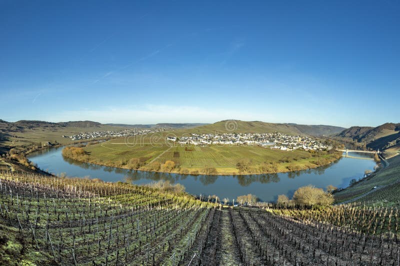 Scenic Moselle River Loop with Village Trittenheim Seen from Leiwen ...