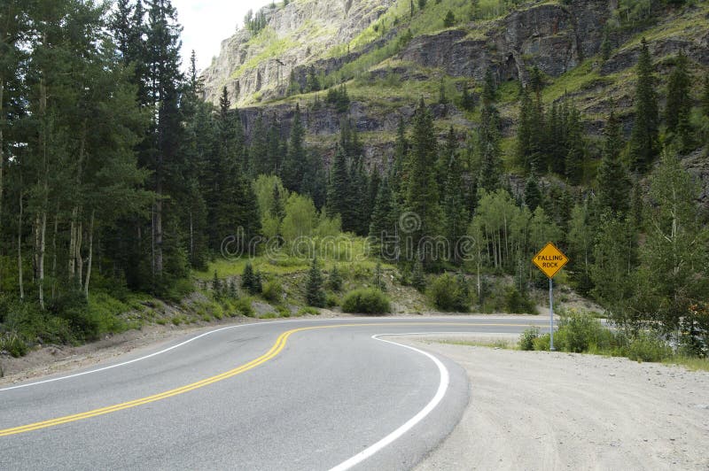 Scenic Mountain Highway stock image. Image of warning, signs - 888275