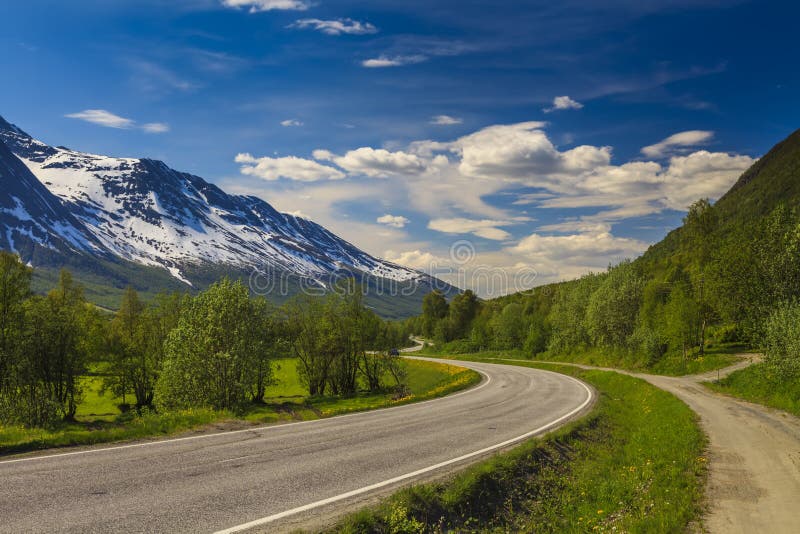 Scenic Mountain Landscape with Winding Road Stock Photo - Image of ...