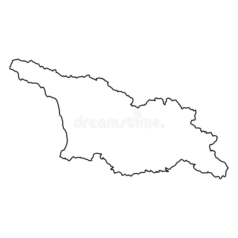 Scenic Mountain Outline Map of Georgia in Black and White Stock Vector ...