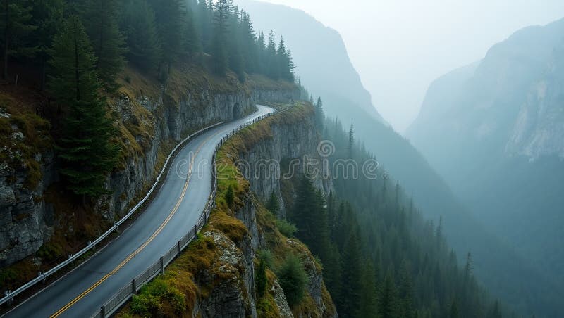 Scenic Mountain Road with Sharp Turns and Cliffside Views Stock ...