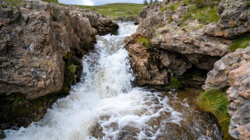 Scenic Mountain Stream Flowing through Rugged Rocky Landscape Stock ...