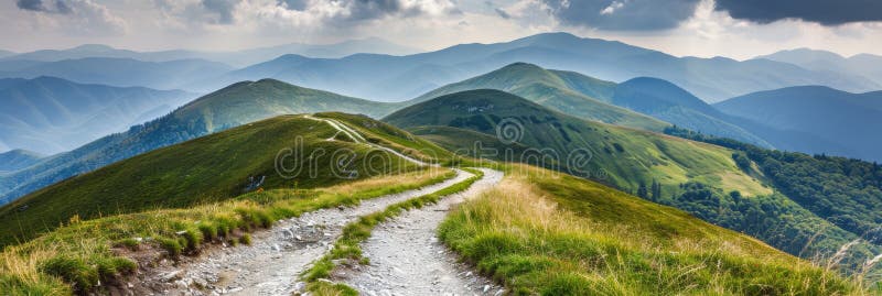Scenic Mountain Summit Clear Sky, Lush Greenery, Serene Mountain Path ...