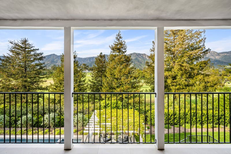 Scenic Mountain View from a Spacious Balcony Stock Photo - Image of ...