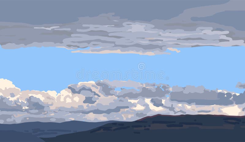 Scenic Mountain View Under Blue Cloudy Sky Stock Vector - Illustration ...