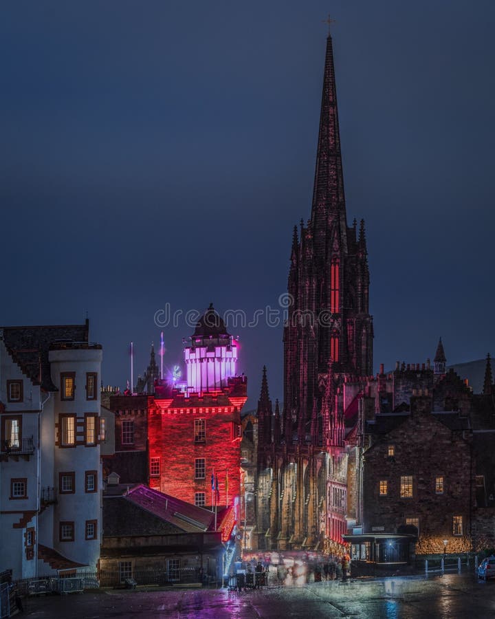 Scenic Night View of Edinburgh, Scotland. Editorial Photography - Image ...