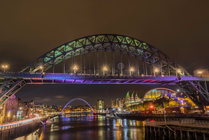Scenic Night View of Newcastle Quayside Stock Image - Image of ...