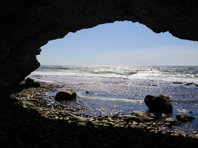 Scenic Ocean View Framed by Natural Rock Arch Stock Image - Image of ...