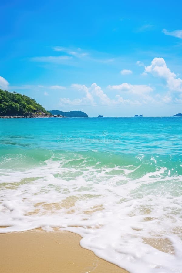 Scenic Ocean View from a Sandy Beach, Ideal for Travel Brochures Stock ...